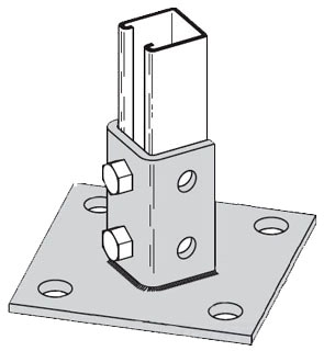 BLINE B280-ZN POST BASE FOR 1-5/8in X 1 5/8-IN. CHANNEL 6-IN. X 6-IN. X ...